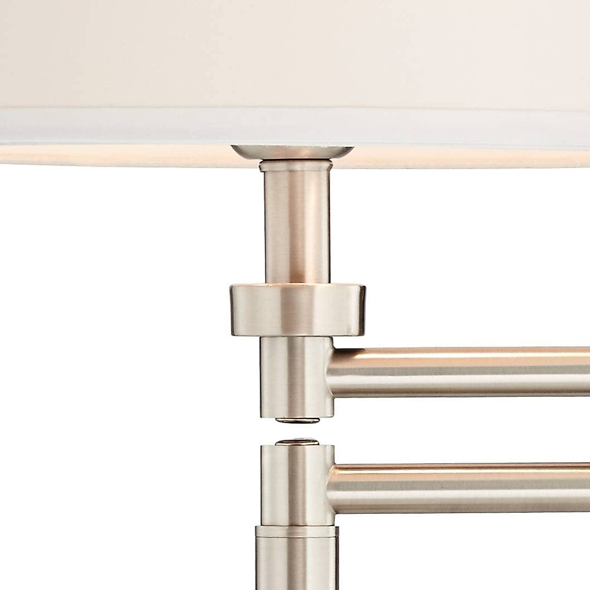 360 Lighting Camber Modern Desk Table Lamp Swing Arm with Hotel Style USB and AC Power Outlet in Base 29" Tall Brushed Nickel Linen Shade for Living Room Bedroom House Bedside Reading Home