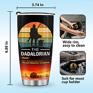 Jekeno Mug Tumbler Gifts for Dad - Presents for Daddy Papa Fathers Day Birthday from Daughter Son Wife Best Dad In The Galaxy Dadalorian Coffee Cup Grandpa Husband 20oz Stainless Steel