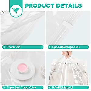 VMSTR 6 Combo Travel Vacuum Storage Bags with Powerful Electric Pump, Space Saver Bags for Clothes and Clothing, Vacuum Compression Bags for Blankets Pillow