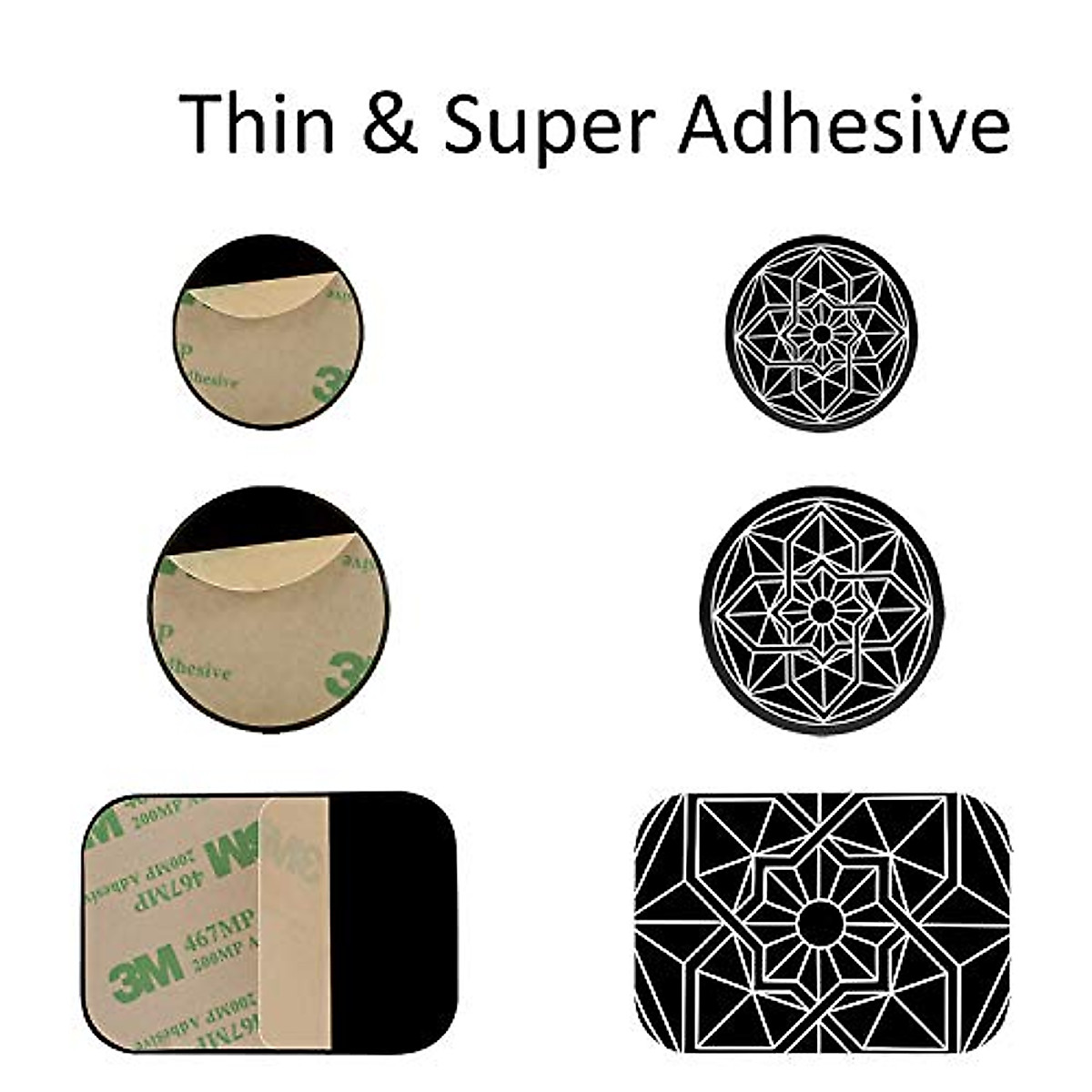 Mount Metal Plate 10 Pack for Magnetic Cell Phone Car Cradle-Less Mounts with 3M Adhesive,Stylish Universal Disc Replacement Sticker for Magnet iPhone Holder Mini Tablet GPS Stand 6 Round 4 Rectangle