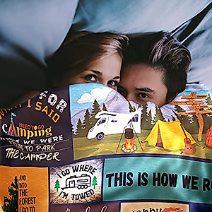 Camper Blanket Camping Lovers Gift Ideas for Men Women, Camping Campsite - Camping Blanket for RV Travel Hiking - Camper Decor - Camp Gift,Super Soft Throws Flannel Fleece Blankets Gifts for Camper