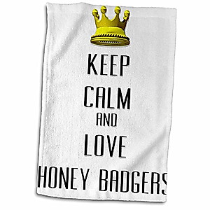 3D Rose Gold Crown Keep Calm and Love Honey Badgers Hand/Sports Towel, 15 x 22