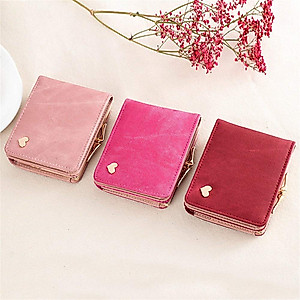 Small Wallets for Women Sweet Clutch Purse Heart Decoration Ladies Card Coin Holder (Red)