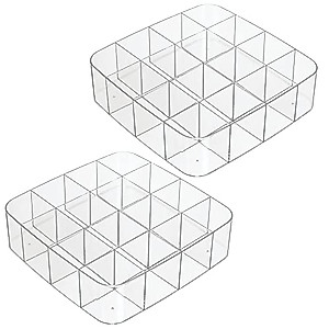 mDesign Plastic Closet Accessory Drawer Organizer for Dresser, Closet, Bedroom, Bathroom, Entryway, Office - Store Belts, Ties, Socks, Watches - 16 Sections- 2 Pack - Clear