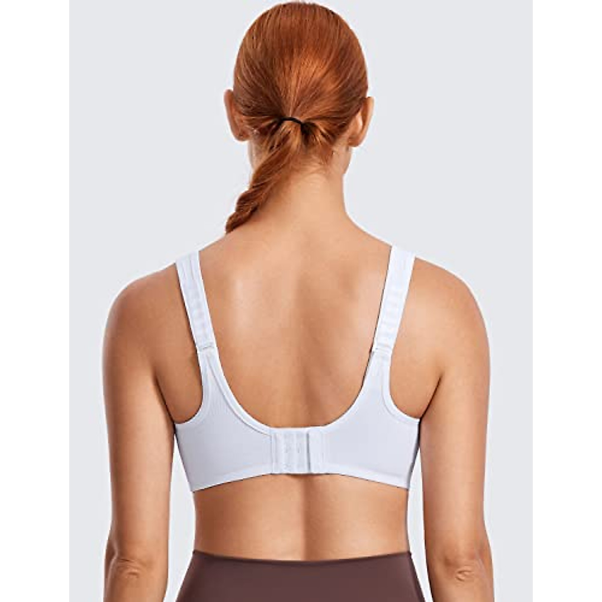 SYROKAN Women's Max Control Underwire Sports Bra High Impact Plus Size with Adjustable Straps White 40C
