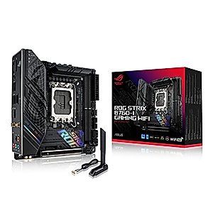 ASUS ROG Strix B760-I Gaming WiFi Intel® B760(13th and 12th Gen)LGA 1700 mini-ITX motherboard,8 + 1 power stages,DDR5 up to 7600 MT/s, PCIe 5.0,2xM.2 slots,WiFi 6E,USB 3.2 Gen 2x2 Type-C,Aura Sync RGB