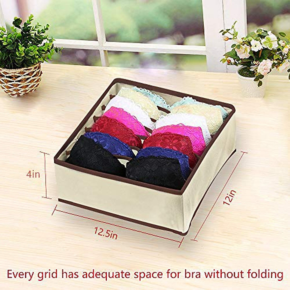 Bofoho 4 Pieces Pack Closet Dresser Drawer Divider Closet Organizer - Large Capacity Combination Bins for Socks, Panties, Ties, Belts, Bra. Washable & Foldable Non-woven Fabric Storage Boxes (white)