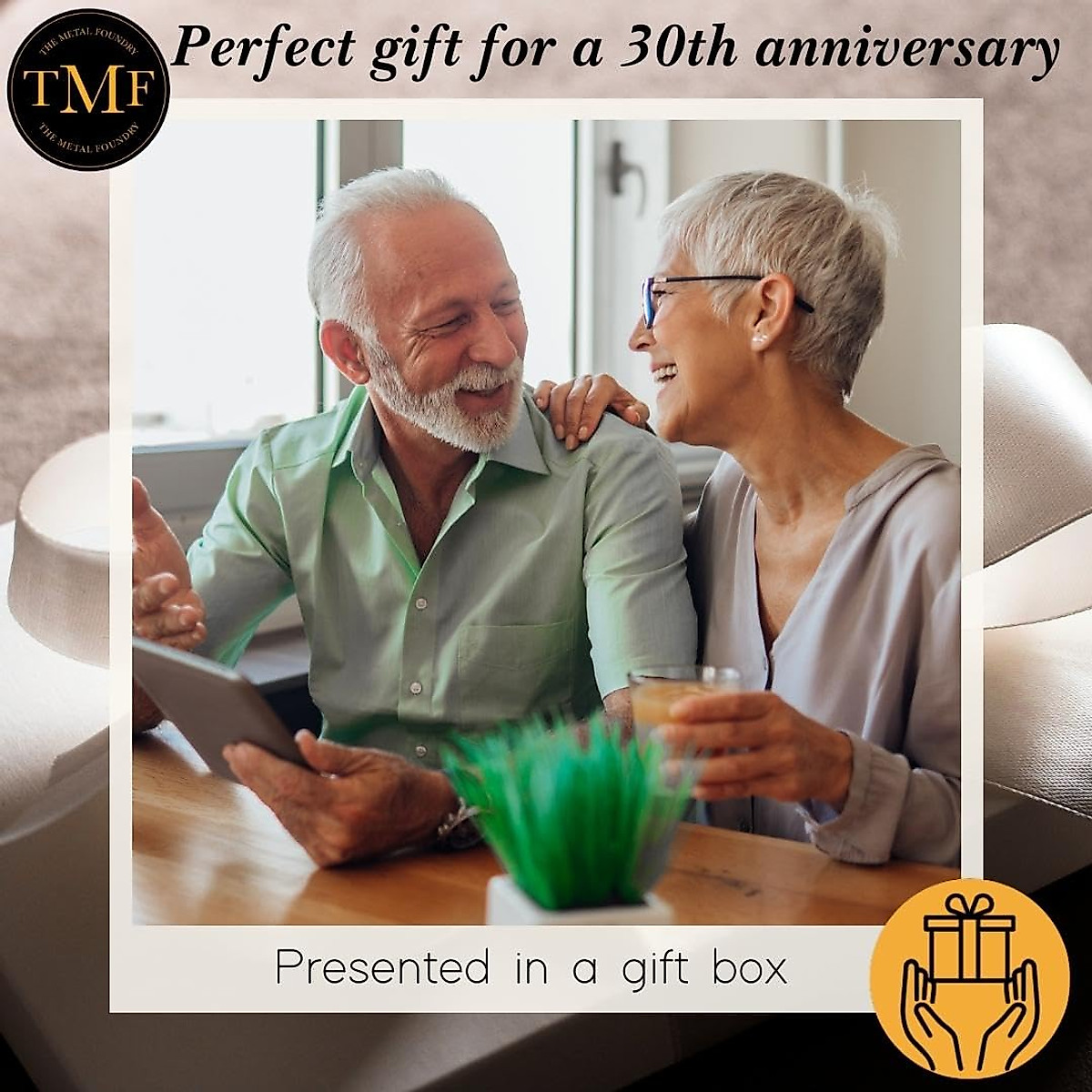 The Metal Foundry Personalized Pearl 30th Sundial - Heavy Duty Recycled Brass Home Decor, Garden Present Made in The UK for Parents, Grandparents, Friends, Couples 30 Years Marriage