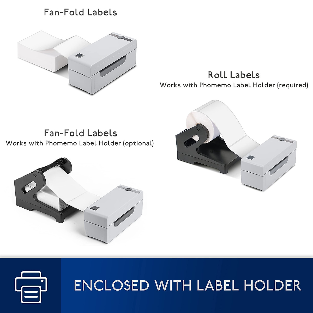 Phomemo Shipping Label Printer, with Useful Label Holder Set - 6''/s Commercial Grade 4x6 Thermal Printer, Compatible with Shopify, Ebay, UPS, USPS, FedEx, Amazon & Etsy, Works on Windows & macOS