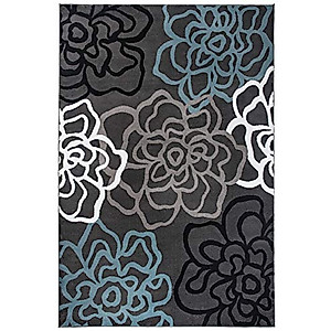 Rugshop Contemporary Modern Floral Abstract Flowers Easy Maintenance for Home Office, Living Room, Bedroom, Kitchen Soft Area Rug 7'10" x 10'2" Gray