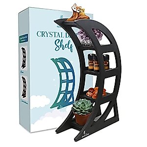 Decorably Crystal Shelf Display for Stones - Moon Crystal Shelf, Crystal Holder Shelf, Crystal Display Stand, Trinket Display Shelf for Crystals and Stones, Display for Crystals and Stones