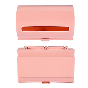 Tnfeeon 3 Colors Wall Mount Garbage Bag Storage Box,Back Adhesive Shopping Bag Organizer Rack for Home Kitchen Cabinet Bathroom Living Room(Pink)