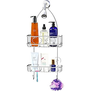 Simple Houseware Bathroom Hanging Shower Head Caddy Organizer, Chrome (22 x 10.2 x 4.2 inches)