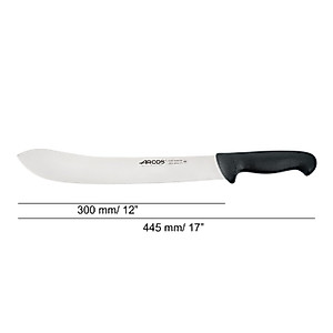 ARCOS Butcher Knife 12 Inch Nitrum Stainless Steel and 300 mm blade. Professional Cooking Knife For Cutting Meat, Fish and Vegetables. Ergonomic Polyoxymethylene Handle. Series 2900. Color Black