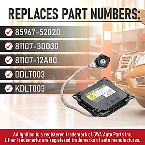HID Ballast with Ignitor - Xenon Headlight Control Unit - Replaces 85967-52020, 81107-30D30, DDLT003, KDLT003 - Compatible with Toyota & Lexus Vehicles - Prius, Avalon, IS250, IS350, GS350, GS450h