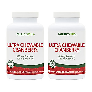 Natures Plus Ultra Chewable Cranberry Love Berries - 400 mg, 180 Vegetarian Tablets - Natural Cranberry Supplement, Promotes Urinary Tract Health - Non-GMO, Gluten-Free - 90 Servings