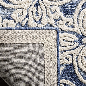 SAFAVIEH Blossom Collection 2' 3" x 12' Blue/Ivory BLM103M Handmade Premium Wool Entryway Foyer Living Room Kitchen Runner Rug