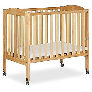 Dream On Me 2 in 1 Portable Folding Stationary Side Crib in Natural, Greenguard Gold Certified , 40x26x38 Inch (Pack of 1)