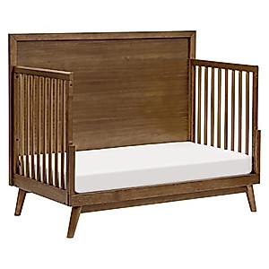 babyletto Palma 4-in-1 Convertible Crib with Toddler Bed Conversion Kit in Natural Walnut, Greenguard Gold Certified