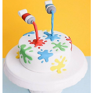 4 PCS Slime Cake Mold Slime Birthday Cake Decorations Slime Theme Party Supplies Slime Queen Cake Topper for Art Theme Party