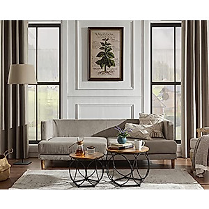 Round Coffee Table, Modern Coffee Table Set of 2 Wooden Surface with Metal Frame, Small Side Table, End Table for Living Room, Bedroom, Home Office, Farmhouse, Rustic Brown and Black