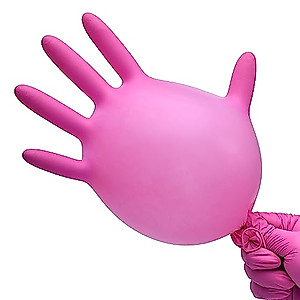 SwiftGrip Powder-Free Nitrile Gloves, Medium, 50ct Box - 3-mil, Disposable, Latex-Free, for Kitchen, Cleaning, Estheticians, Hair Stylist - Pink/Fuchsia