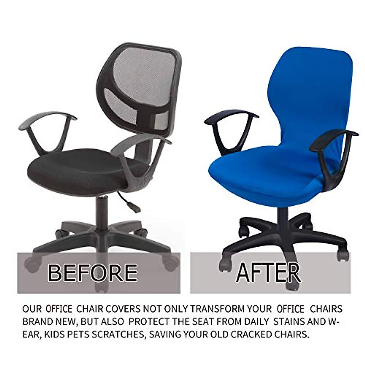 Deisy Dee Computer Office Chair Covers Pure Color Universal Chair Cover Stretch Rotating Chair Slipcovers Cover ONLY Chair Covers C098 (RoyalBlue)