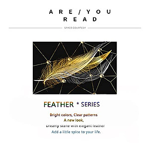 Black and Gold Rugs Large Feather Living Room Bedroom Carpet Outdoor Indoor Washable Rug 79 in x 55 in