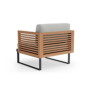 NewAge Products Outdoor Furniture Monterey 3 Piece Chat Set with Coffee Table, Patio Conversation Sets, Aluminum + Teak, Cast Silver, 91210