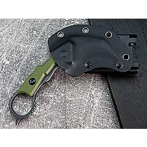 Ccanku C1695 Fixed Blade Knife, D2 Steel G10 Handle Outdoor Survival EDC Knife for Outdoor Survival,Fixed Blade Claw Knife with K Sheath (Army green)