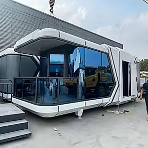 Generic Tiny Prefab House. Container Movable House. Solar Powered Mobile Container House Modular Guest House.40 and 20 ft 2 Spacious Bedroom + Luxury Shower Bathroom+Kitchen Space (20 ft), White