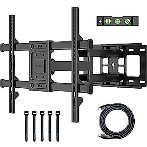 BONTEC Full Motion TV Wall Mount for 32-85 inch LED LCD OLED TVs, Swivel Tilt Level TV Mount Bracket with Articulating Dual Arms Hold up to 132lbs, Max VESA 600x400mm, Fits 12” 16" Studs