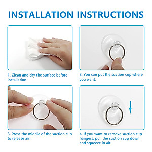 Piutouyar 12Pcs Suction Cup with Ring 1.6"/40mm Clear Key Ring Suction Cups Sucker for Window Kitchen Wall Hook Hanger