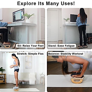 StrongTek Foot Rest Under Desk, Desk Footrest, Rocking Foot Nursing Stool, Rocker Balance Board, Natural Wood, Non-Slip, Ergonomic Pressure Relief for Posture Support, Home, Office Use (18Wx11L)