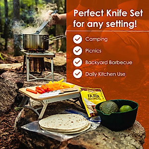 nCamp Food Prep Folding Knife - Premium Chef Knife, Classic Western Utility, Outdoor Cooking Knife with 9CR18MOV Steel Blade, wood handle for a comfortable secure grip