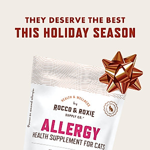 Rocco & Roxie Allergy Relief for Cats, Cat Supplements & Vitamins, Probiotics to Support Gut Health, Fish Oil for Skin, Sneezing and Itching from Seasonal Allergies, Tart Cherry Immune System Support