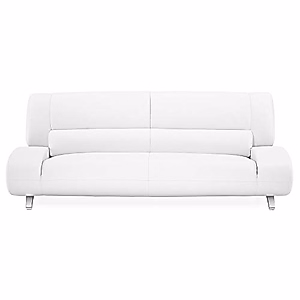 Zuri Furniture Modern Aspen White Microfiber Leather Sofa