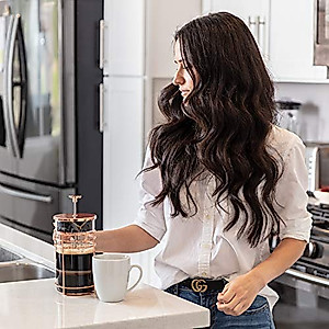 French Press and Tea Maker - 1000ml Coffee Maker Press - Premium Coffee Press with Rose Gold Finish - Thick Glass and Stainless Steel Coffee Brewer - French Press Coffee Maker for Tea, Latte, Expresso