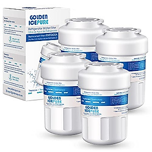GOLDEN ICEPURE MWF Refrigerator Water Filter Replacement for GE SmartWater MWFA, 4PACK, GWF, GWFA, RWF0600A, FMG-1, WFC1201, GSE25GSHECSS, PC75009, 197D6321P006, Kenmore 9991, PC83879, GSL25JFTABS