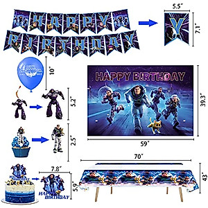 Birthday Party Supplies Decorations Include Backdrop, Happy Birthday Banner, Tableware Set, Tablecloth, Cake Toppers, Cupcake Toppers, Foil Balloons, Latex Balloons Set, Stickers Sets, Birthday Swirls