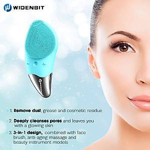 Sonic Facial Cleansing Brush, Refresh Jade - Silicone Electric Face Brush with 3 Function Modes, Waterproof, USB Rechargeable for All Skin Types, Gentle Exfoliating, Deep Cleansing, Massaging (green)