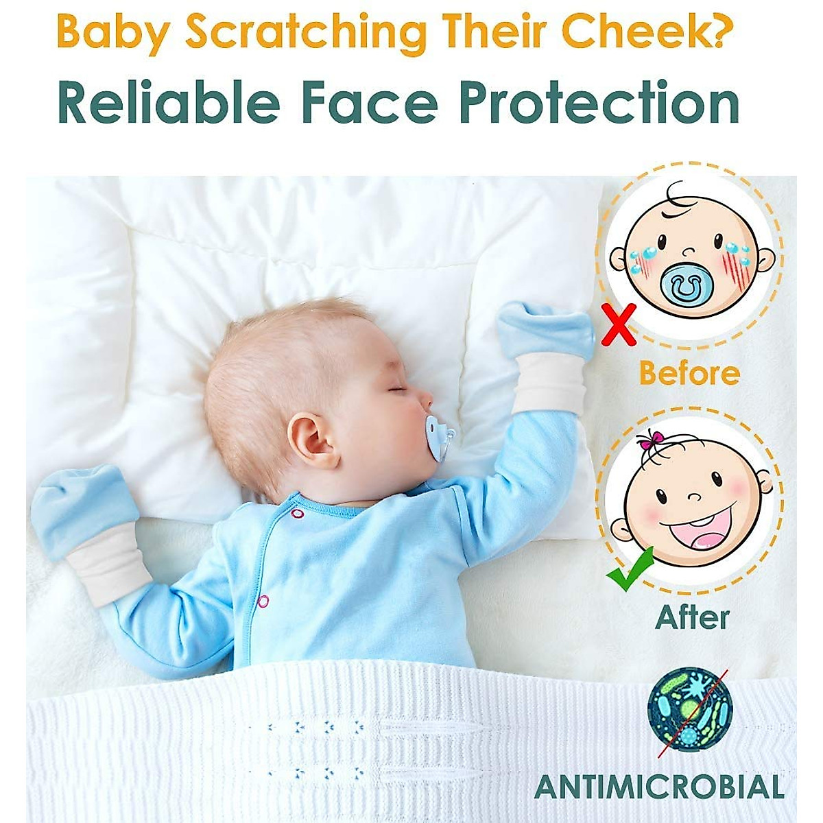 Newborn Baby Mittens Anti Scratch Baby Mittens No Scratch Mittens Baby Gloves for 0-6 Months Boys Girls(6 Pairs)