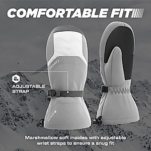 Gordini Women's Ski Mittens Cold Weather Waterproof Gore-tex Insulated Gauntlet Snow (Medium, Clay Grey White)