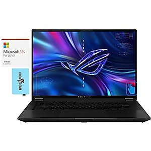ASUS ROG Flow X16 GV601 Gaming & Entertainment Laptop (AMD Ryzen 9 6900HS 8-Core, 16GB DDR5 4800MHz RAM, 2x1TB PCIe SSD RAID 1 (1TB), Win 11 Pro) with MS 365 Personal , Hub