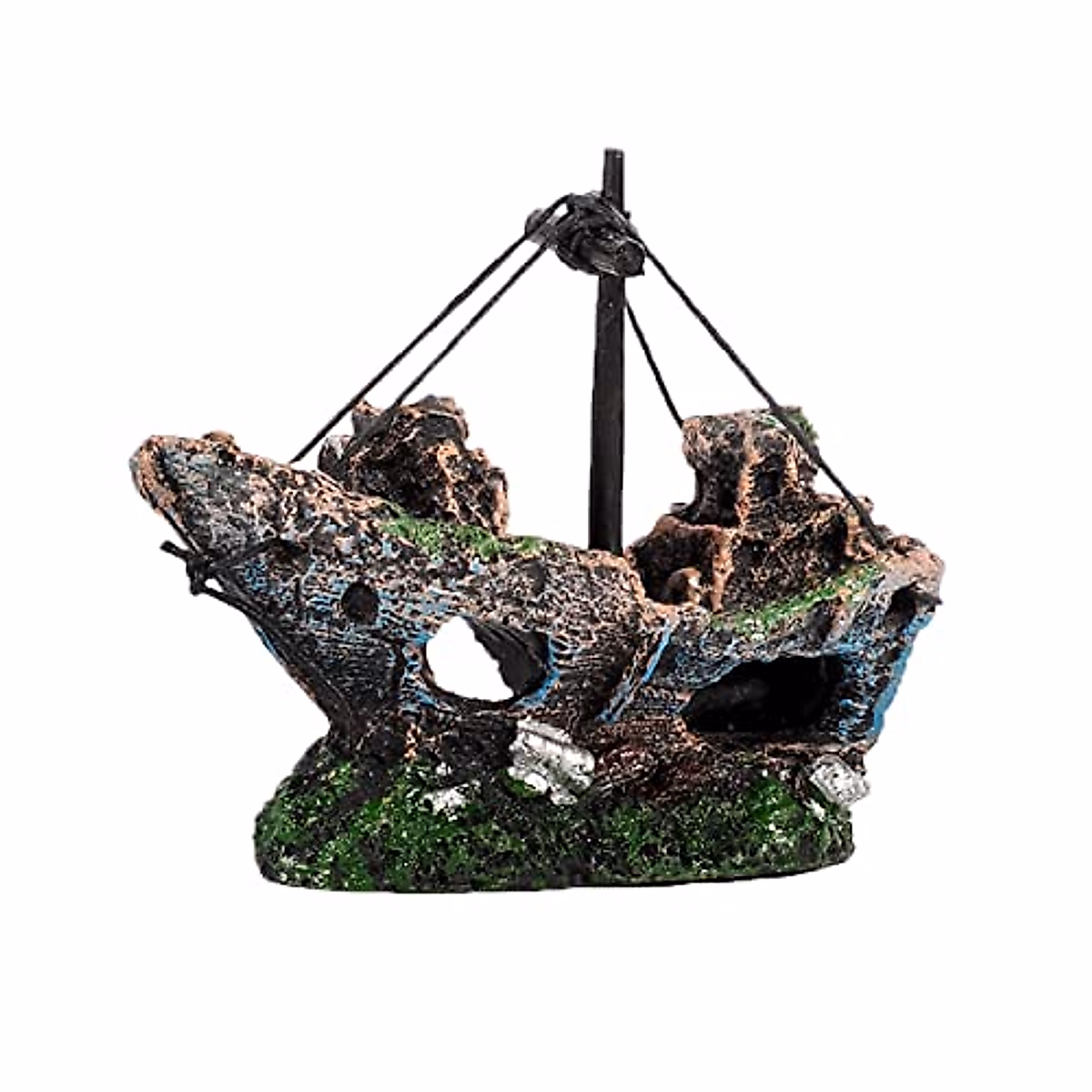 Aihotim Aquarium Decoration, Fish Tank Ornaments Shipwreck Decor Sunken Ship for Freshwater Saltwater Tanks