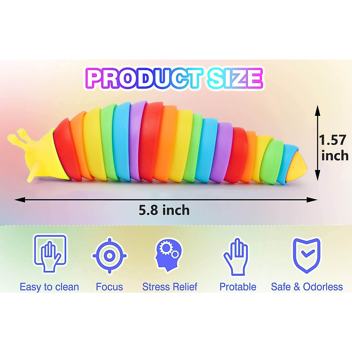 Fidget Toys Slug ,Sensory Slug Fidget Toy for Kids ,Toddler Sensory Toys,Stress Relief Toy,ADHD & Autism Fidget Toys,Preschool Boy Girl Gifts Idea,Goodie Bag Stuffers(6PCS)