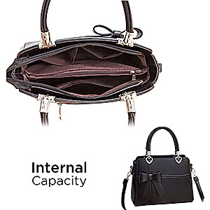 Girls Bowknot Handbag Purse Cute Leather Shoulder Bag for Women Top-handle Totes Satchel