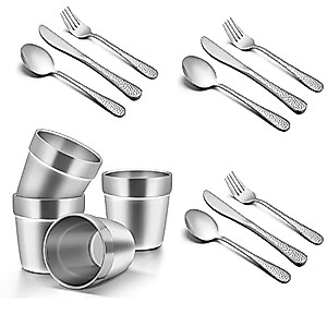 HaWare 9-Piece Toddler Flatware Set + 4-Piece Toddler Metal Cups