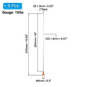 PATIKIL 15Ga x 10 Inch Dispensing Needle Tips, 6Pcs Stainless Steel and Plastic Glue Needle Tube Blunt Tips with Luer Lock for Glue Oil Applicator, Orange