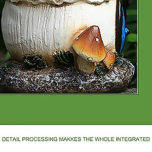 Sunnyway Mushroom Fairy Garden House Statue Sculptures Outdoor Yard Decor Resin Lawn Ornament